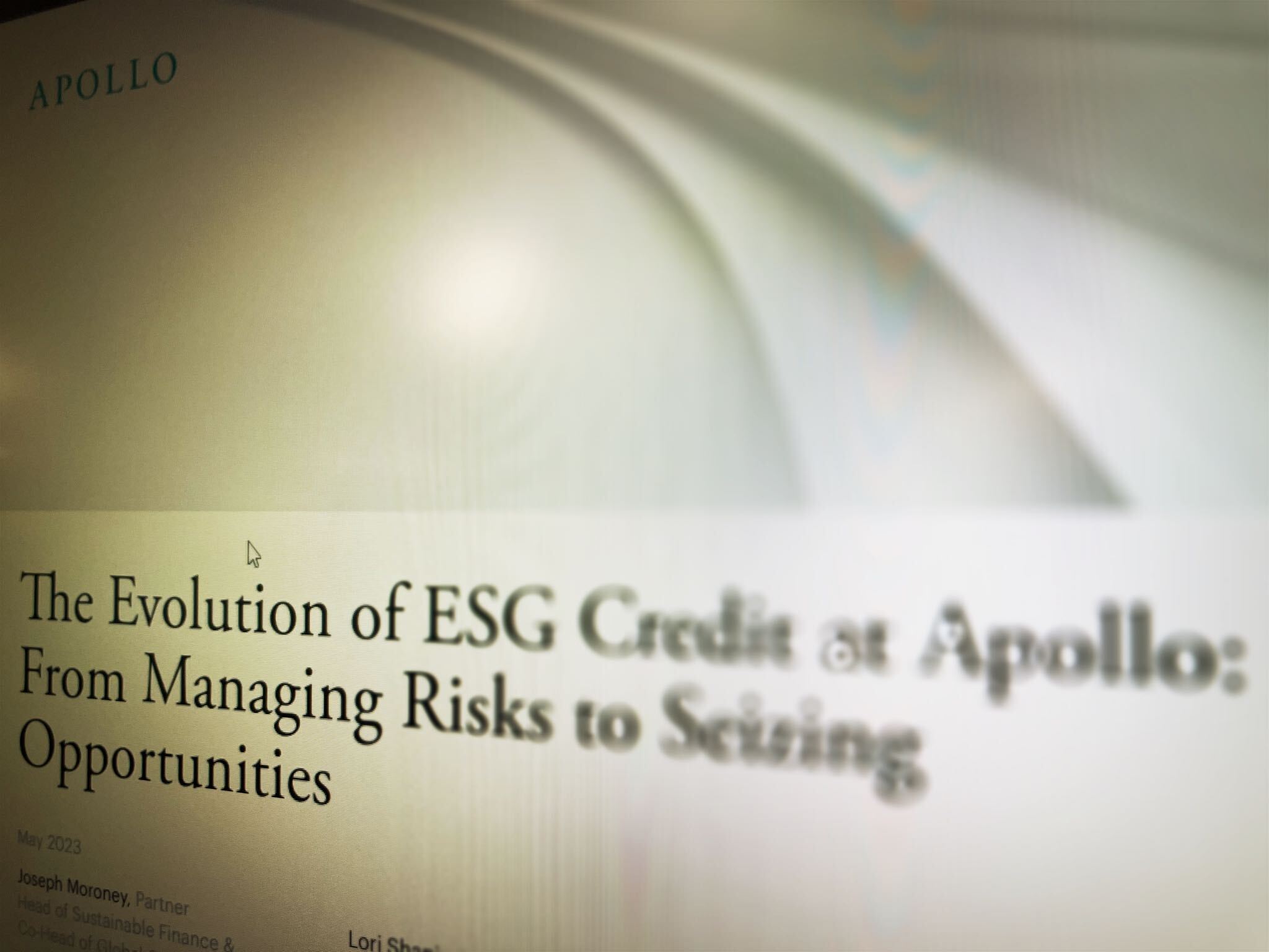 In brief: Apollo's approach to ESG in credit